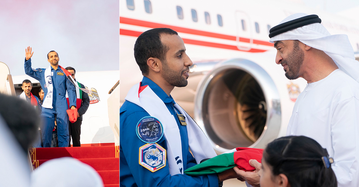 UAE's first astronaut Hazza Al Mansoori returns to the UAE