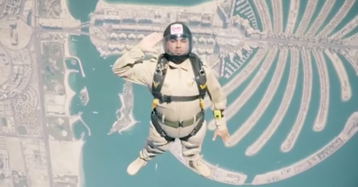 Watch: Dubai police officer shows off epic skydiving stunt
